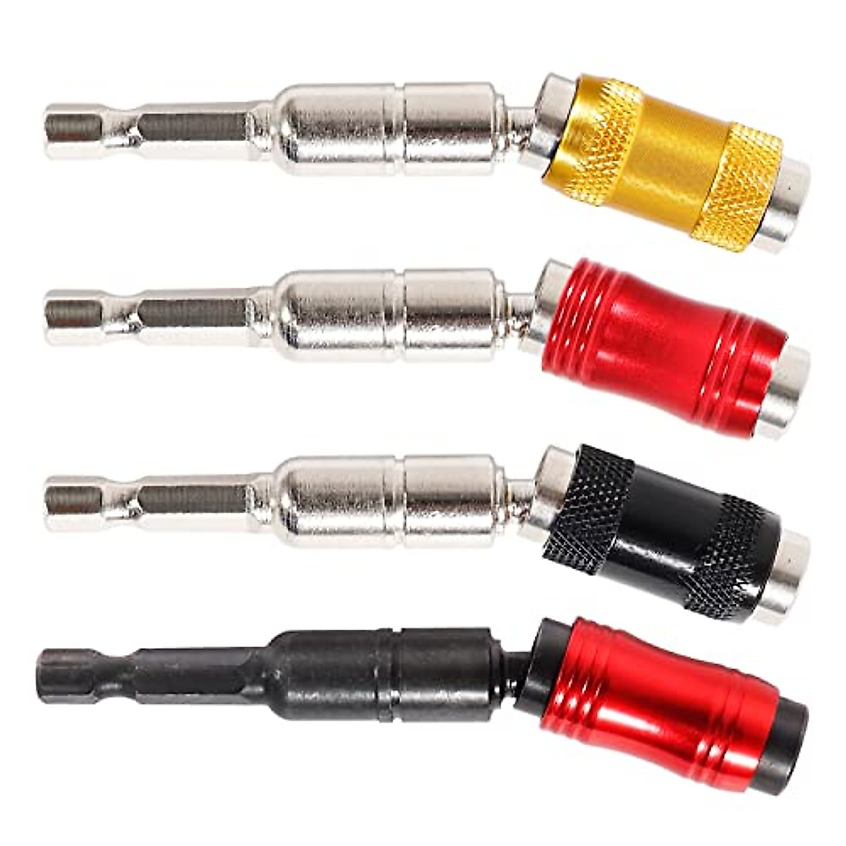 DUALSHINE Drill Bit Holder, 4Pcs Magnetic Swiveling Bit Tip Holder Set Drill Bit Extension Pivot 1/4 Inch Hex Quick Release Pivoting Screwdriver Rotary Extender Chuck Adapter for Impact Driver Screws