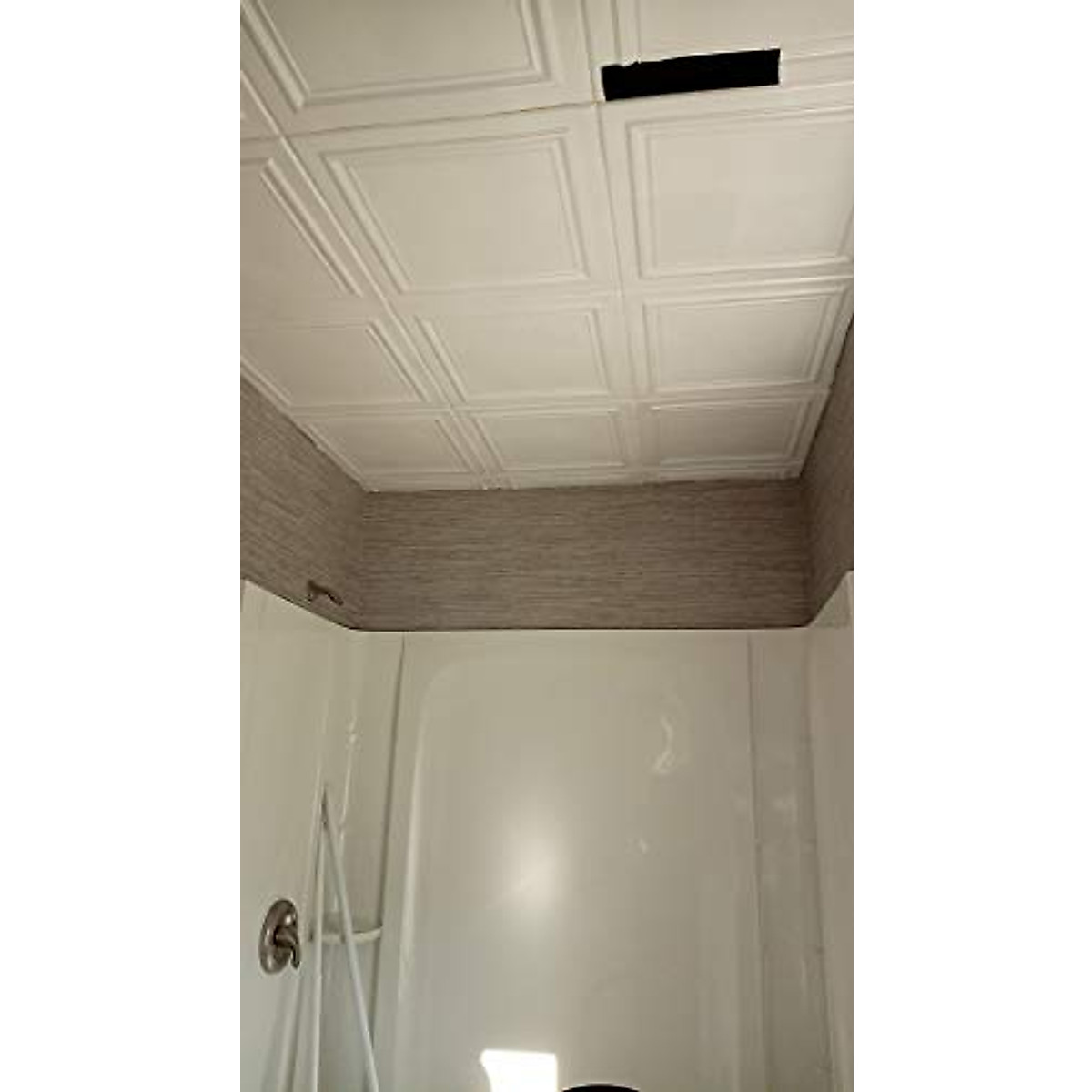 A La Maison Ceilings R24 Line Art Foam Glue-up Ceiling Tile (128 sq. ft./Case), Pack of 48, Plain White