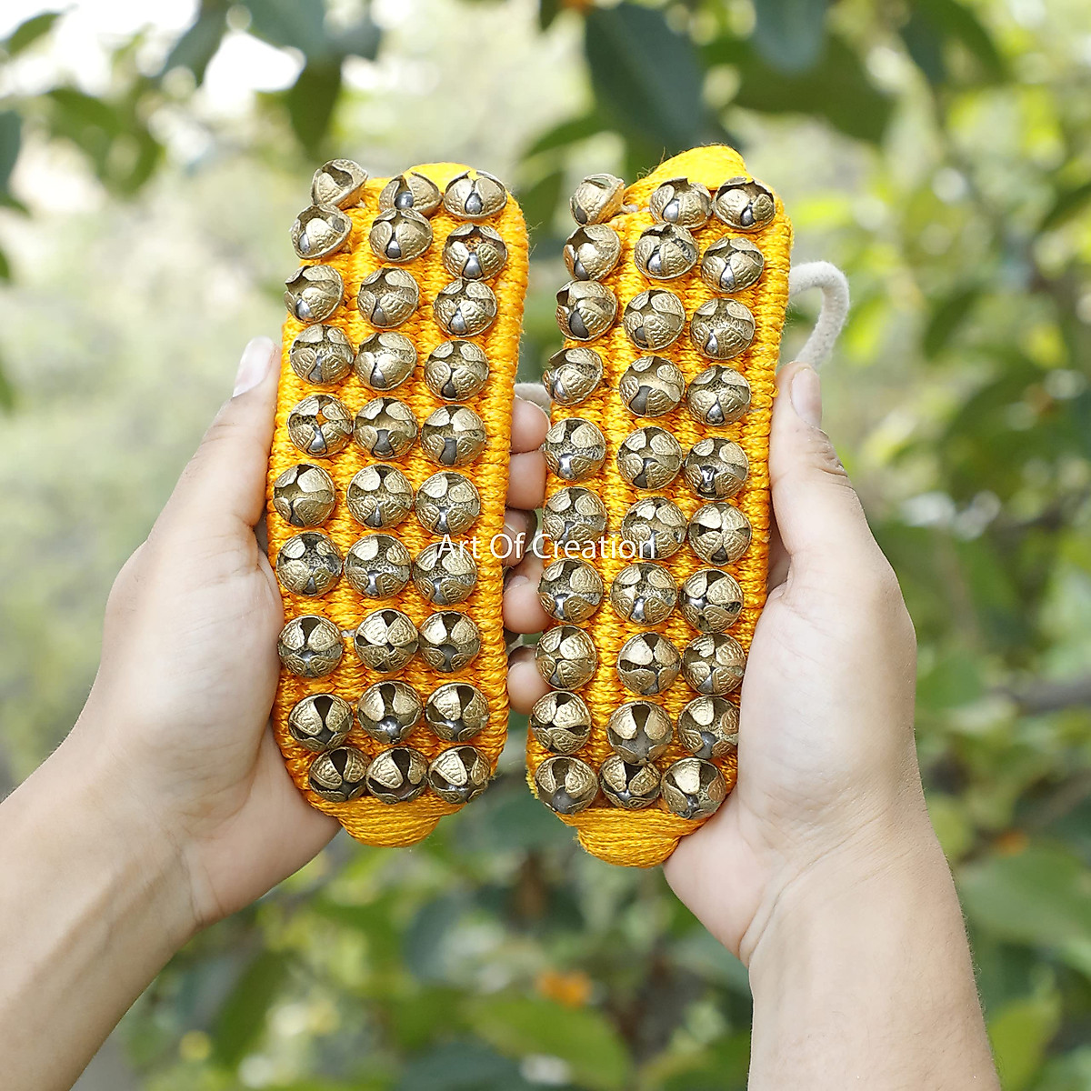 Art Of Creation Dancing Kathak Ghungroo Ankle Bells Pair | 3 Lines Musical Instrument Classical Bharatnatayam Kuchchipudi Dancking Ghungroo From India (60 Bell)