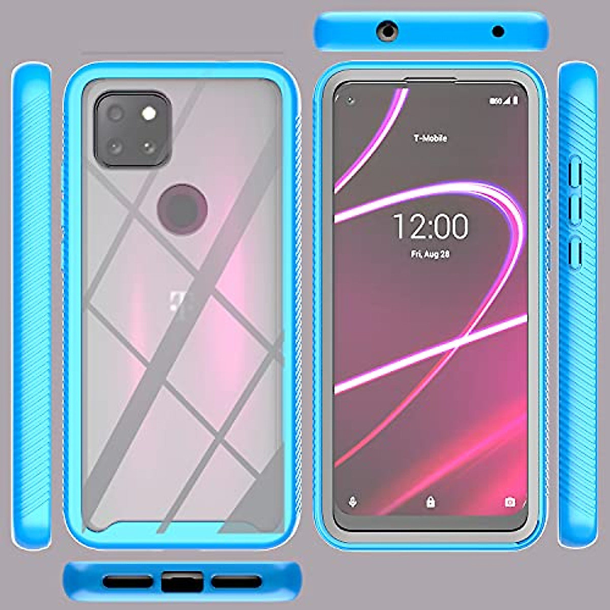 AYMECL for Revvl 5G Case, TCL Revvl 5G Case with[2 x HD Screen Protector], Full-Body Protective Shockproof Ruged Bumper Cover,Impact Resist Durable Phone Case, for TCL Revvl 5G (Blue)
