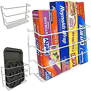 2 Pack - Evelots Wrap/Pan Organizer Rack-Door/Wall Mount-Plastic/Foil/Wax Paper-White