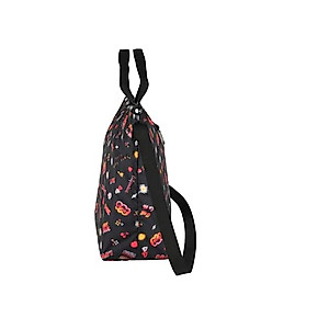 LeSportsac Stay True Deluxe Easy Carry Tote Crossbody + Top Handle Handbag, Style 4360/Color E481, Empowering Pop Art Style Words w Tie-Dye Effect: Be You, Stay True, Shine, Self Love Club + Hearts