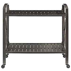 Crosley Furniture Kaplan Rolling Metal Outdoor Bar Cart for Backyard, Pool, Patio, Deck, Oil-Rubbed Bronze