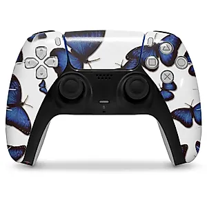 WraptorSkinz Skin Wrap compatible with Sony PS5 DualSense Controller Butterflies Blue (CONTROLLER NOT INCLUDED)