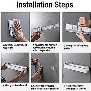 HSEdge Plastic Shower Caddy Shower Shelves No Drilling Adhesive Bathroom Shelf Wall Mounted Storage Rack Kitchen Spice Rack (16.33")