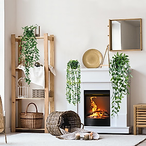 Sggvecsy Artificial Hanging Eucalyptus Plants 2 Pack Fake Potted Hanging Greenery Faux Potted Wall Plants for Home Indoor Outdoor Wall Garden Wedding Decor