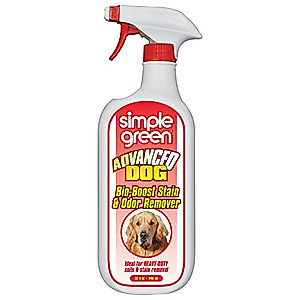 Simple Green Advanced Dog Stain & Odor Remover - Bacteria & Enzyme Cleaner for Large Dogs - Stain Remover for Carpet & Fabric – eliminates Urine Odor (32 oz Sprayer)