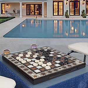 LaModaHome Classic Backgammon Set for Adults and Kids, Wooden Folding Board, Magnetic Clothing, Family and Friends Fun, Premium Turkish Travel Outdoor and Indoor Strategy Game - Brown