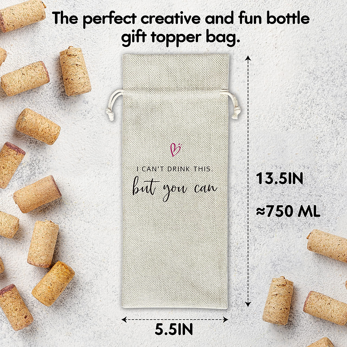 Baby Announcement Wine Gift Bags - Gift for Pregnancy Announcement, Grandparents, Friend Aunt Uncle - Reusable Burlap With Drawstring Gift Bag (5.5"x 13.5")-1 Pcs/jiu048