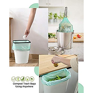 Small Trash Bags, AYOTEE 2 gallon trash bag Drawstring Compostable Trash Bags, 50 Counts Small Garbage Bags Bathroom Trash Bags Compost Bags Waste Basket Liners for Bathroom,Office,Pet,Car (Green)