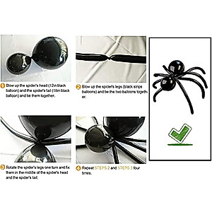 Bonropin Halloween Balloon Garland Arch kit with Black Orange Green Purple Balloons Spider Balloons, Long Balloons, 3D Bat Sticker for Halloween Theme Party Background Classroom Decorations