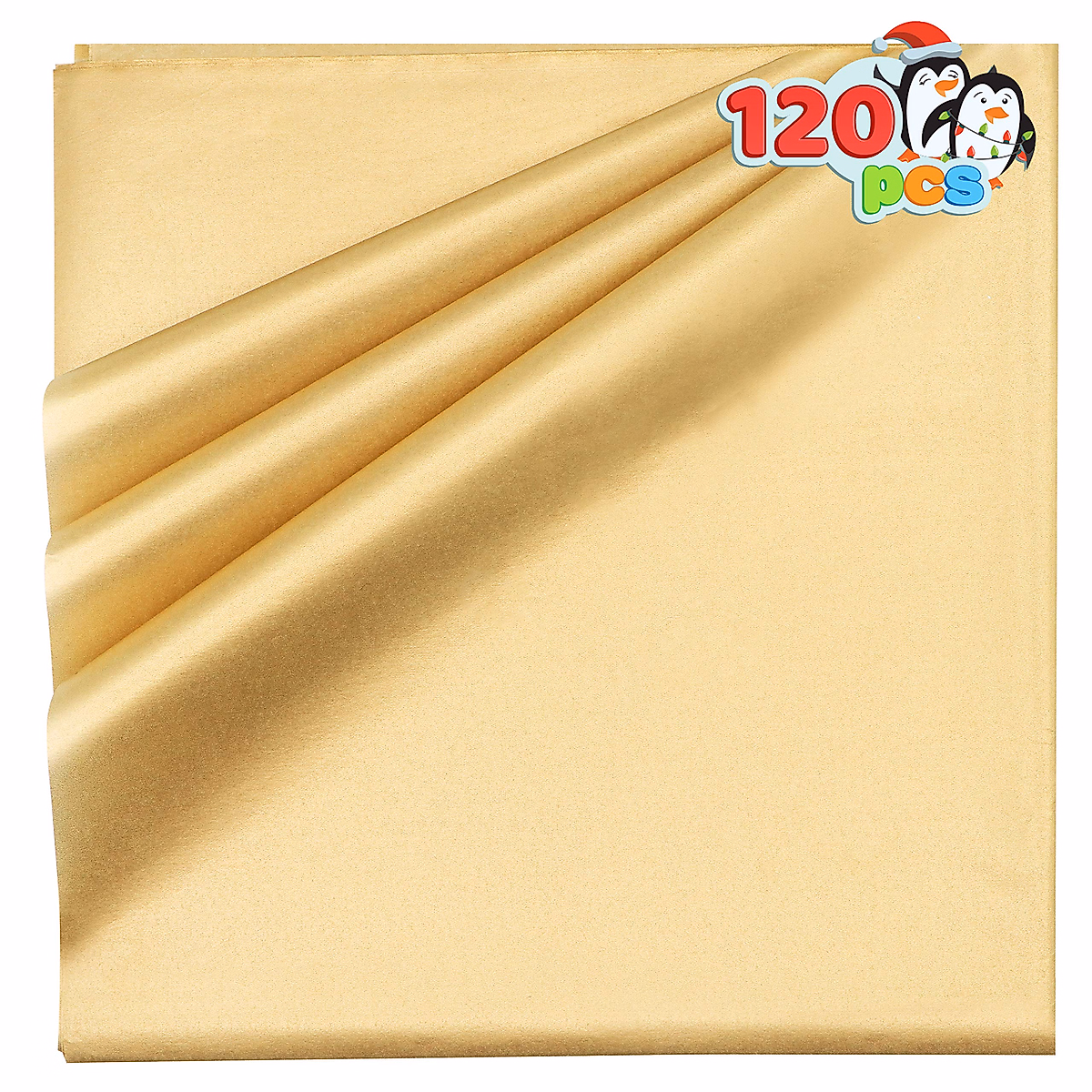 JOYIN 120 Piece Christmas Metallic Gold Tissue Paper Assortment (20" x 20" inches) Holiday Gold Gift Wrapping for Party Favors Goody Bags, Xmas Presents Wrapping Stocking Stuffers