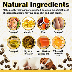 Pawlife Dog Fish Oil Supplements - 120 Omega 3 Fish Oil Dog Vitamins, Veterinarian Formulated Itching Relief for Dogs, Natural Omega 3 Fish Oil for Dogs, Dog Skin and Coat Supplement (Salmon Flavor)
