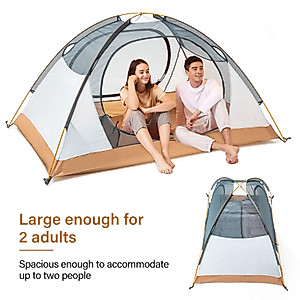 BISINNA 2 Person Camping Tent Lightweight Backpacking Tent Waterproof Windproof Two Doors Easy Setup Double Layer Outdoor Tents for Family Camping Hunting Hiking Mountaineering Travel