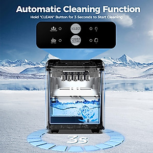 Ice Maker Machine Countertop, 27 lbs in 24 Hours, Self-Cleaning Ice Maker Countertop, 9 Cubes Ready in 8 Mins, Electric Portable Ice Maker with Ice Scoop and Basket for Home Kitchen Bar Office