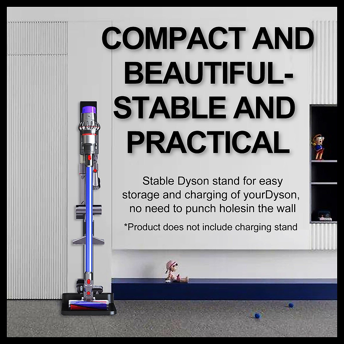 Vacuum Stand for Dyson,Compatible with Dyson V6 V7 V8 V10 V11 V12 V15 SV18 SV21 Cordless Vacuum Cleaners, with 6-8 Accessories Storage Space