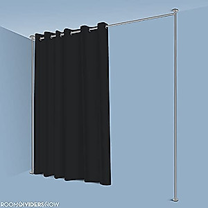 Room/Dividers/Now Zenfinit Curtain Divider Stand - Freestanding Vertical Room Dividers Stand for Room Separation - Self-Standing Divider for Privacy - Medium, 4 Ft x 6 Ft x 8 Inches Wide, Silver