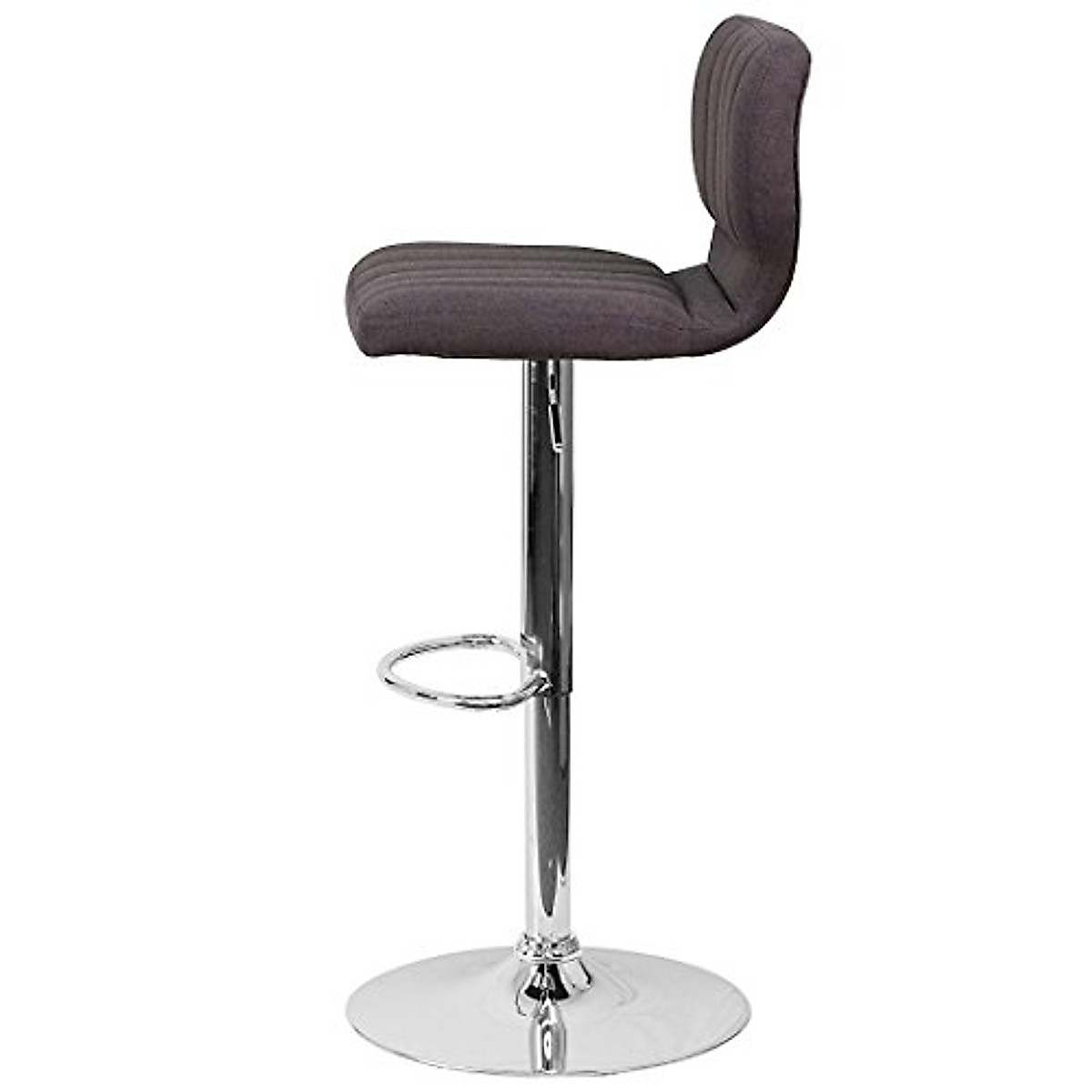 KLS Modern Barstools Adjustable Hydraulic 360 Degree Swivel Stable Steel Frame Fabric Padded Cushion Low Back Seat Design Dining Chair Pub Stool - Set of 2 Charcoal # 1969