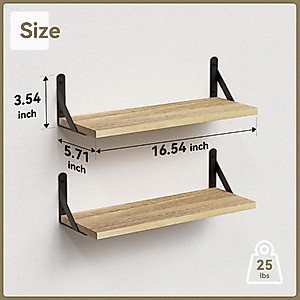 ThriftyZ Rustic Floating Shelves for Wall, Farmhouse Wood Shelf for Wall Decor, Wall Mounted Room Shelves Sets of 4, Hanging Wall Storage for Bathroom, Bedroom, Livinging Room - Rustic Wood