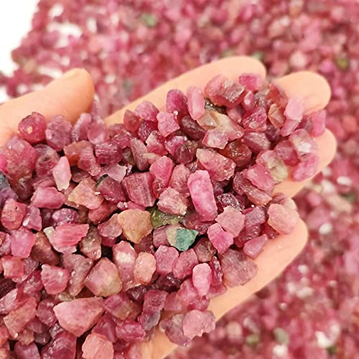 FUDGIO 100g Bulk Natural Red Tourmaline Gravel Rock Raw Crystal Specimen Gemstone Aquarium Decor Gift
