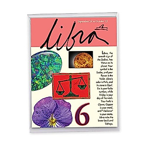 NobleWorks - 1 Jumbo Birthday Card with Zodiac Sign (8.5 x 11 Inch) - Astrology Birth Sign, Large Bday Greeting Card with Envelope - Libra J9448