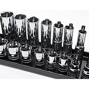 GEARWRENCH 3 Pc. 1/4", 3/8" & 1/2" Drive SAE Socket Storage Tray Set, Black - 83118