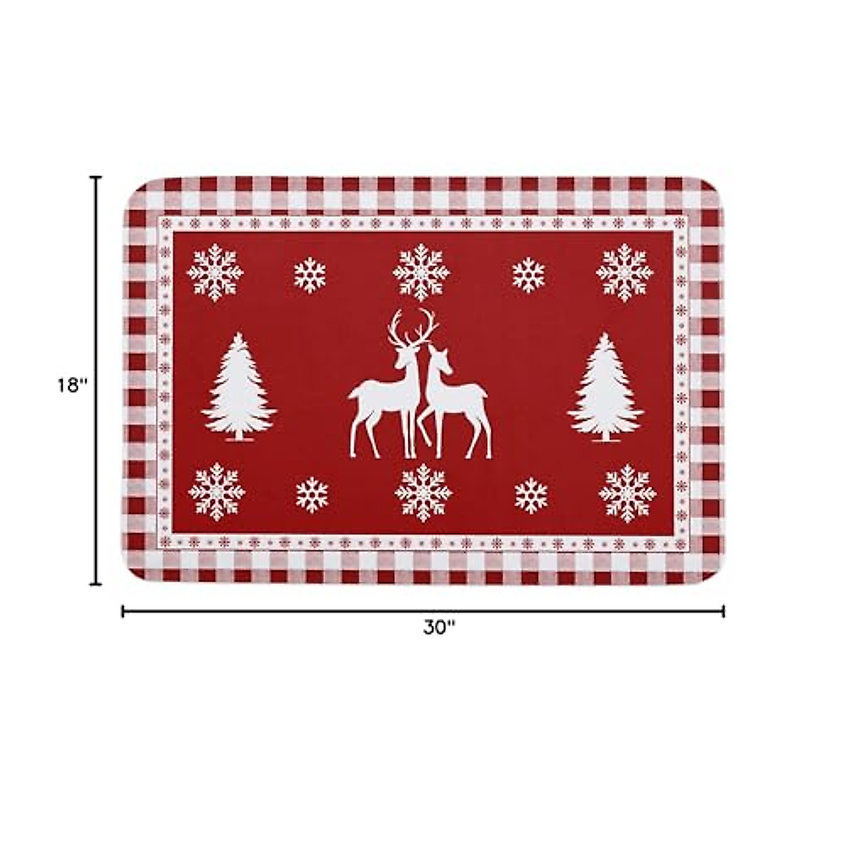 Christmas Bath Rugs Elk Deer Snowflake Sponge Doormat Absorbent Non Slip Backing Durable Soft Flannel Mat Reindeer Red Buffalo Plaid Christmas Memory Foam Mats for Bathroom Kitchen 18 x 30 inches