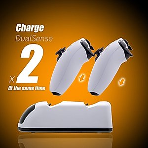 ECHZOVE PS5 Controller Charging Station, PS5 Controller Charger with Power Adapter, Playstation 5 Charger Station with LED Indicator