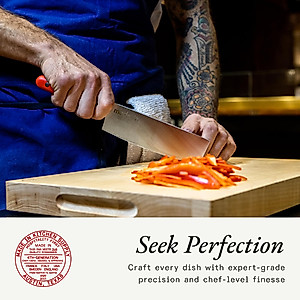 Made In Cookware - 6" Nakiri Knife - Crafted in France - Full Tang With Pomme Red Handle