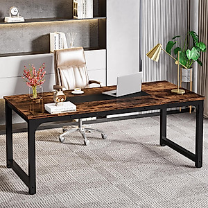 LITTLE TREE 70.9 Inch X Large Executive Office Computer Desk, Brown