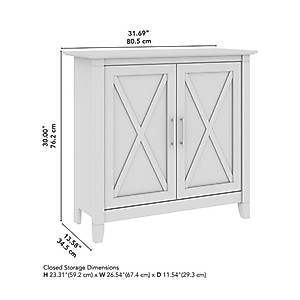 Bush Furniture Key West Small Storage Cabinet with Doors and Shelves in Washed Gray, 2 Door Accent Chest for Home Office, Living Room, Entryway