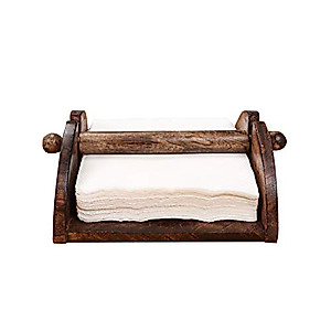 Farmhouse Wood Napkin Holder, Napkin Holder for kitchen Tables, Dinner Tables, Picnic Tables, Napkin Holder Primitive Vintage Farmhouse Napkin Storage Dispenser Indoor - Outdoor Use - 7 Inch - Burnt