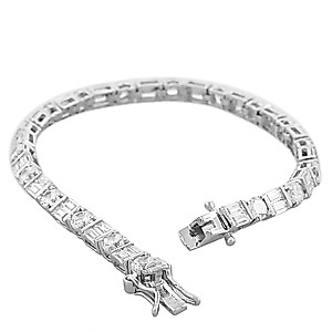 My Daily Styles 925 Sterling Silver Round Baguette White Clear CZ Classic Tennis Bracelet