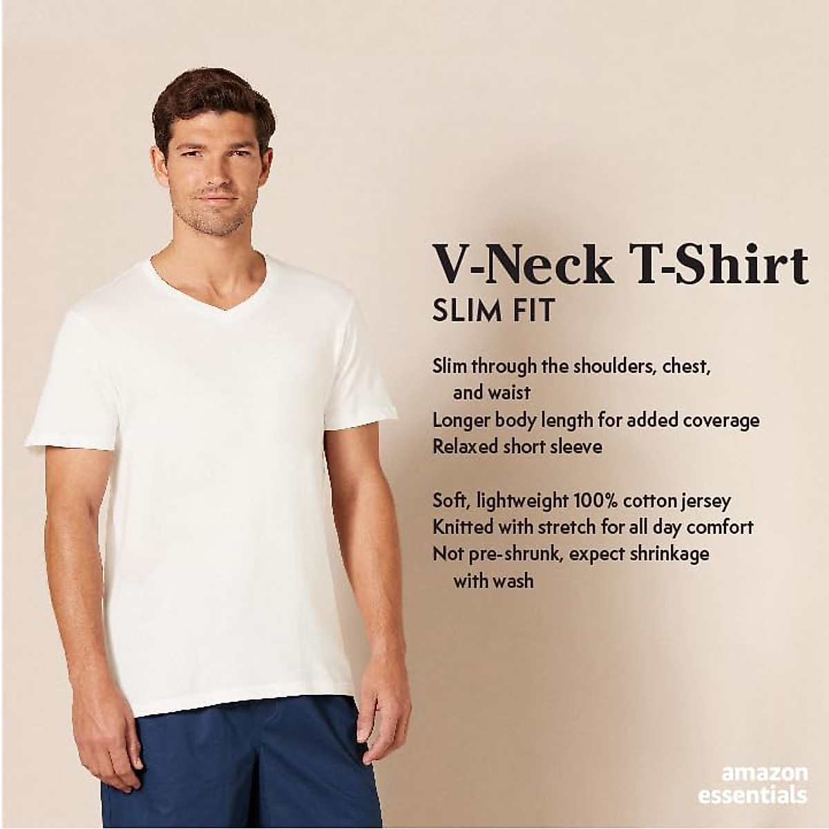 Amazon Essentials Men's V-Neck Undershirt, Pack of 6, Black, X-Large