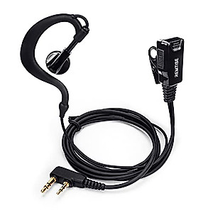Remtise Single Wire Earhook Earpiece with Mic for Baofeng UV-5R Walkie Talkies, Headset and PTT Compatible 2 Way Radios Brands Baofeng and Kenwood, Puxing, Wouxun (Black)