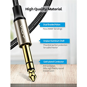 VIOY Headphone Splitter 1/4 inch TRS Male to Dual 3.5 mm 1/8 Female [Braided & Gold Plated] Audio Y Cable Adapter for Amplifiers, Guitar Amp, Keyboard Piano, Mixer 9.8 inch/25 cm