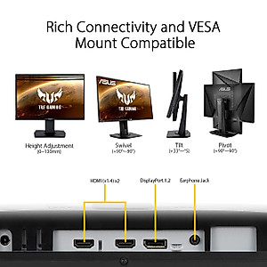 ASUS TUF Gaming 27” 1080P Monitor (VG279QR) - Full HD, IPS, 165Hz (Supports 144Hz)(Renewed)