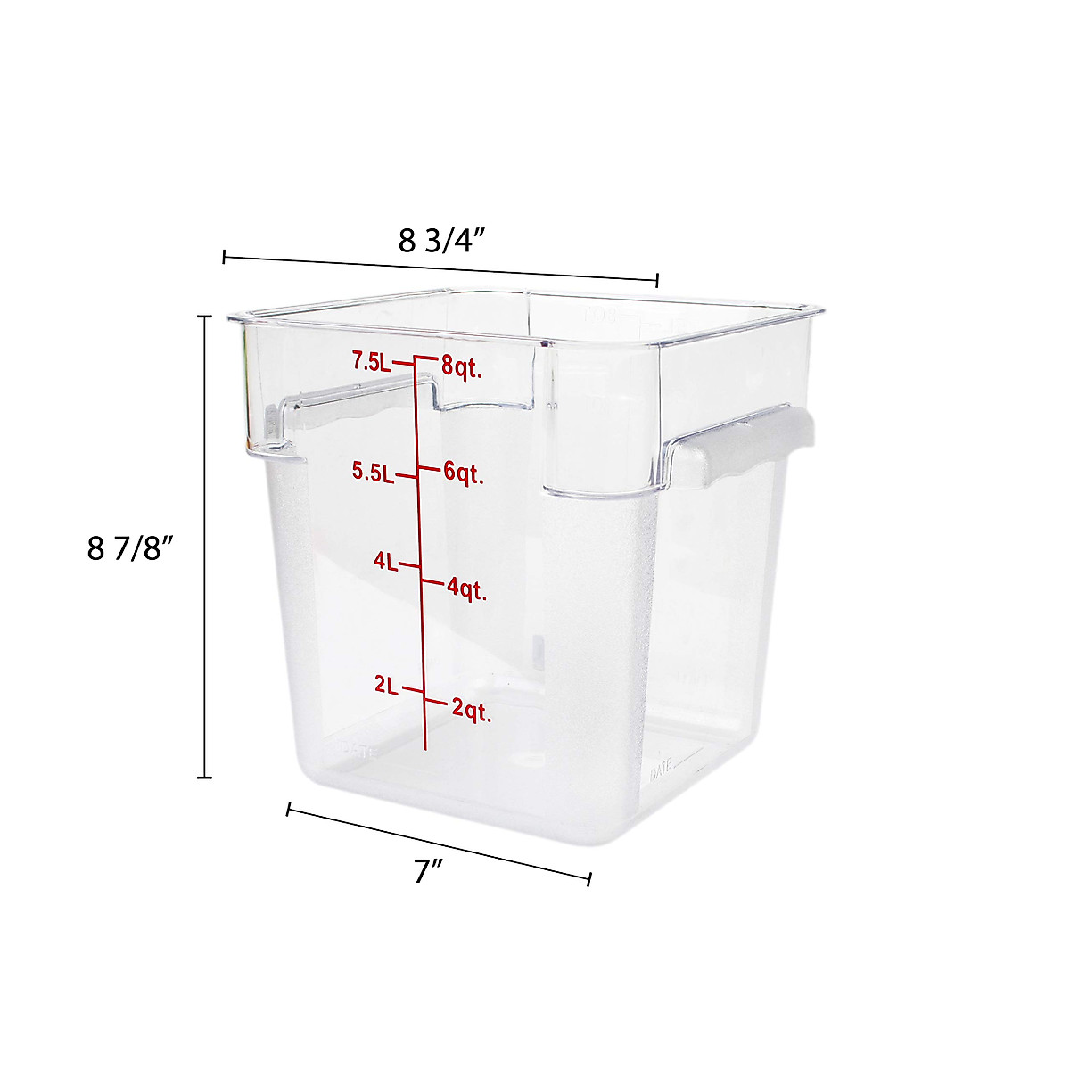 Excellante 8-Quart Polycarbonate Square Food Storage Containers, Clear
