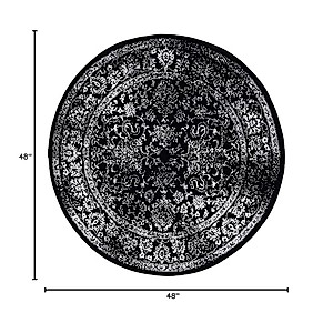 SAFAVIEH Adirondack Collection Area Rug - 4' Round, Black & Ivory, Oriental Distressed Design, Non-Shedding & Easy Care, Ideal for High Traffic Areas in Living Room, Bedroom, Dining (ADR109Z-4R)