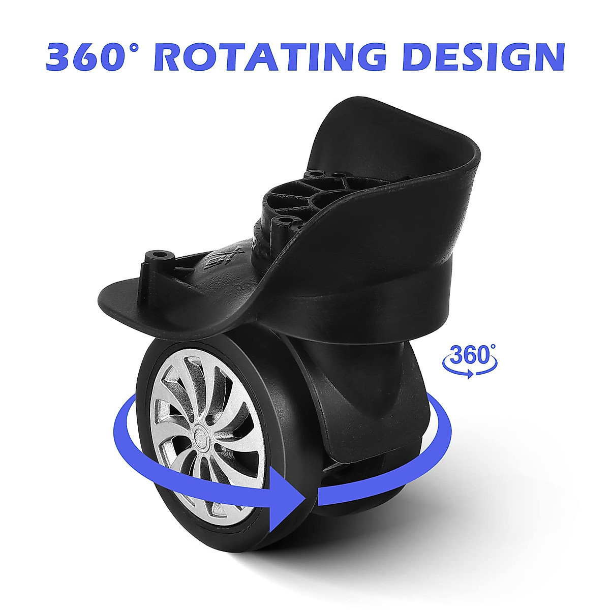 XYBHRC Luggage Wheels Replacement Kit, 4 Pieces 360 Swivel Luggage Wear Resistant Wheel Suitcase Replacement Repair Wheels Dual Roller Bearing Caster Roller