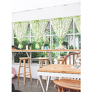 Willow Voile Curtains Cute Green Sheers Leaf Curtain Tulle Vine Window Curtains Nursery Green Sheers Ivy Pretty Curtain for Kids Living Room Bedroom Window Door Balcony (2 Pieces,39.4 x 78.7 Inch)