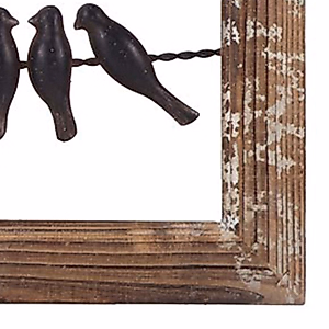 Foreside Home & Garden Bird On A Wire Wood and Metal Wall Décor, Silver
