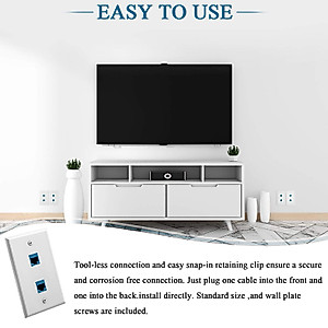 4 Pieces 2 Port Ethernet Wall Plate, RJ45 Cat6 Female to Female Jack Inline Coupler FacePlates (Blue)