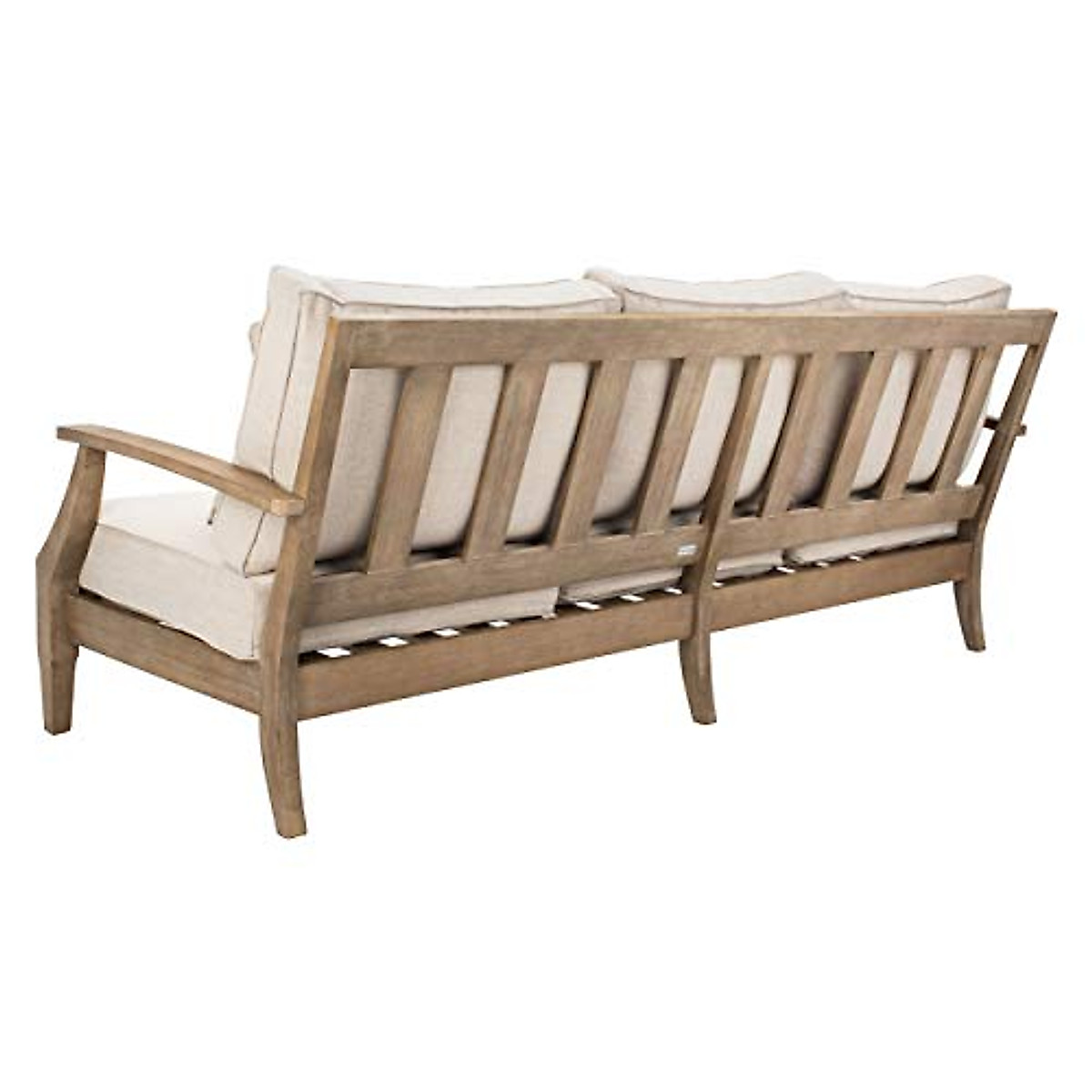 SAFAVIEH Couture Patio Martinique Natural and White Wood Outdoor Sofa, Natural/White