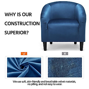 Yaheetech Club Chair, Velvet Accent Chair Upholstered Barrel Chair Sitting Chair with Armrest and Low Back for Living Room Bedroom, Pagoda Blue