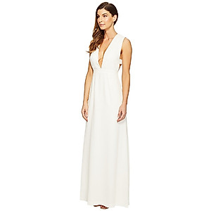 Jill Jill Stuart Sleeveless Deep-V Side Cut Out Satin Back Crepe Gown Off-White 8