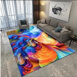 HONGXIU Abstract Area Rug,6x8ft, Abstract Ink Art Multicolor Paint Background Rug, Modern Style Home Decor Colorful Rug for Living Room, Bedroom, Kitchen, Bathroom Soft Non-Slip Machine Washable