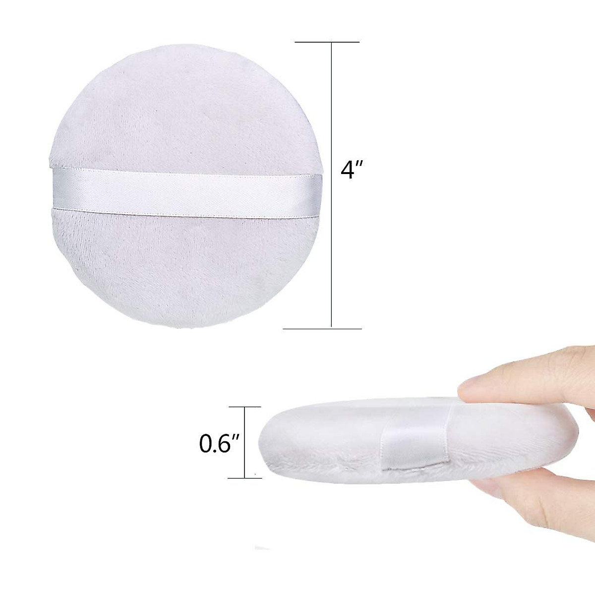 Topwon 4 Inch Powder Puff, Washable Large Body Powder Puff for Face Cleaning,Makeup & Powder Foundation Blending - Soft & Furry