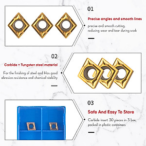 14 Pieces Lathe Boring Bar Set 4 Pieces 95 Degree S07K/ S08K/ S10K/ S12M-SCLCR06 Lathe Boring Internal Turning Bar Holder with 10 Pieces CCMT0602 Carbide Inserts and 4 Pieces Wrench