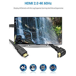 URWOOW Flat Slim High Speed HDMI Male to Male Extension Cable 270 Degree Right Angle (1 Feet) Adapter Converter Cable